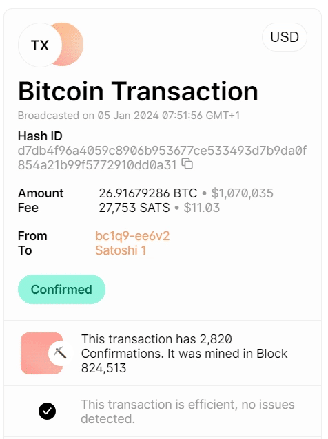 Mysterious Transactions With Satoshi Nakamoto Wallet